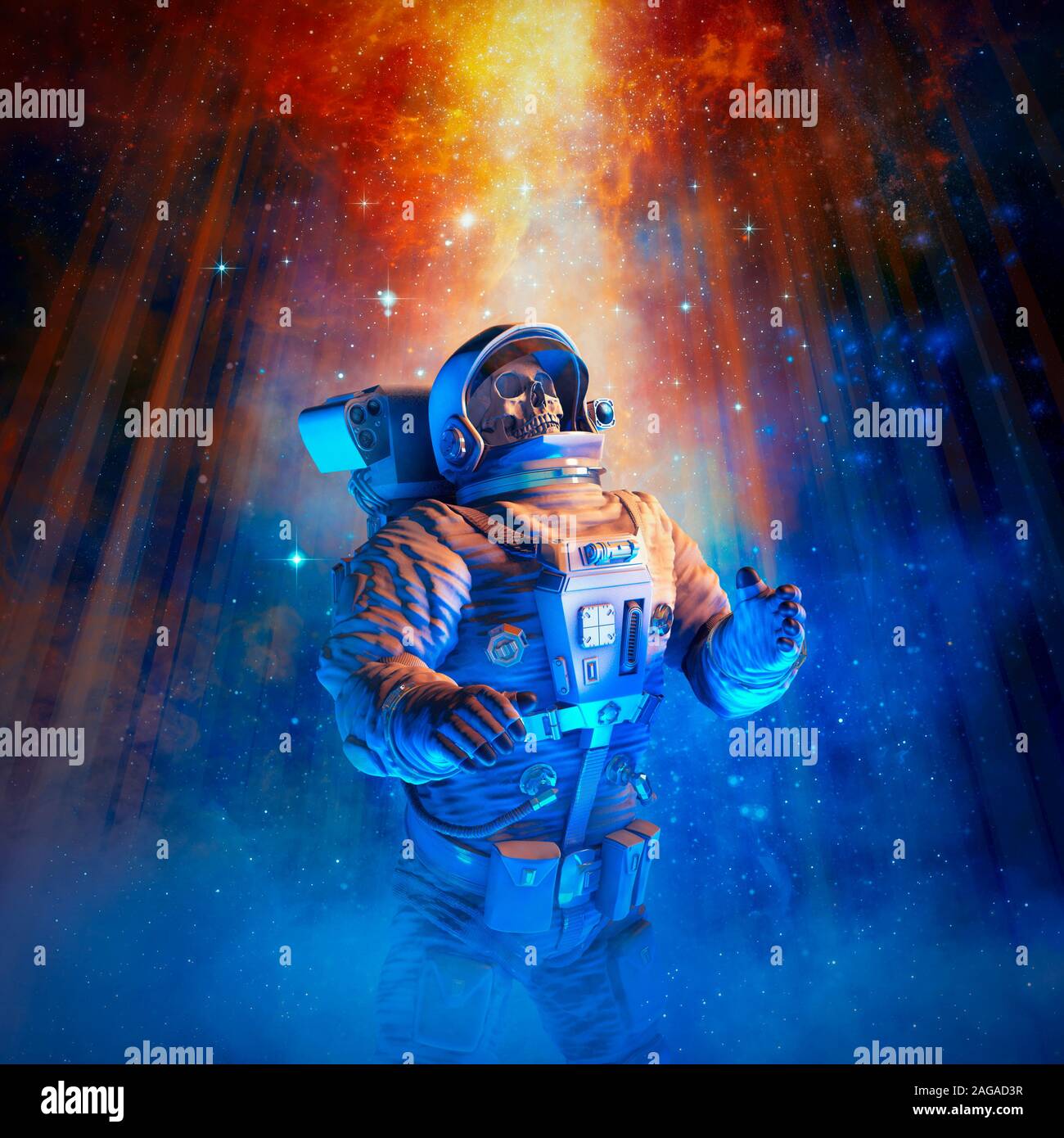 Final mission to the stars / 3D illustration of science fiction scene ...