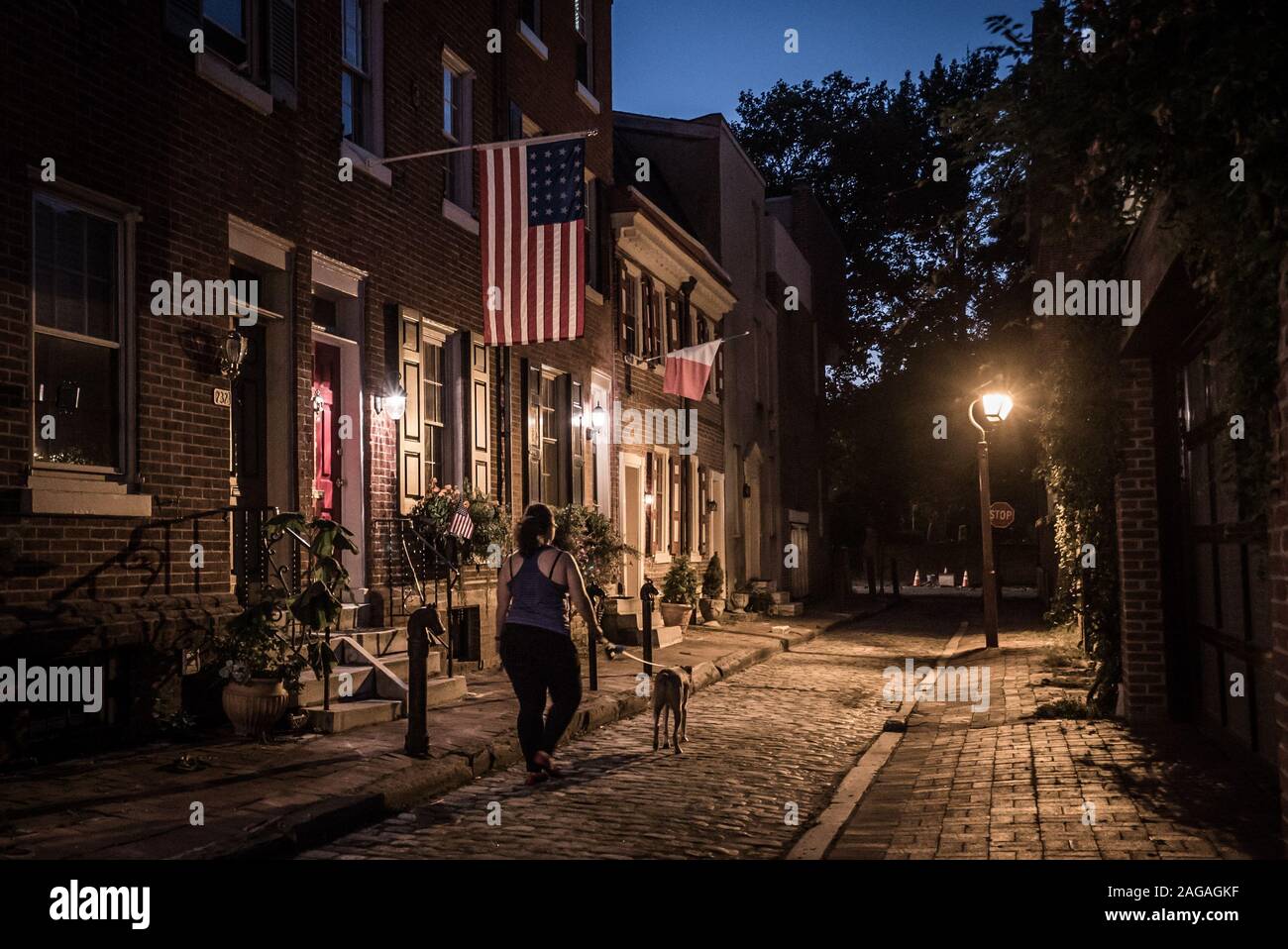 Beautiful view of the streets of Philadelphia captured at night Stock ...