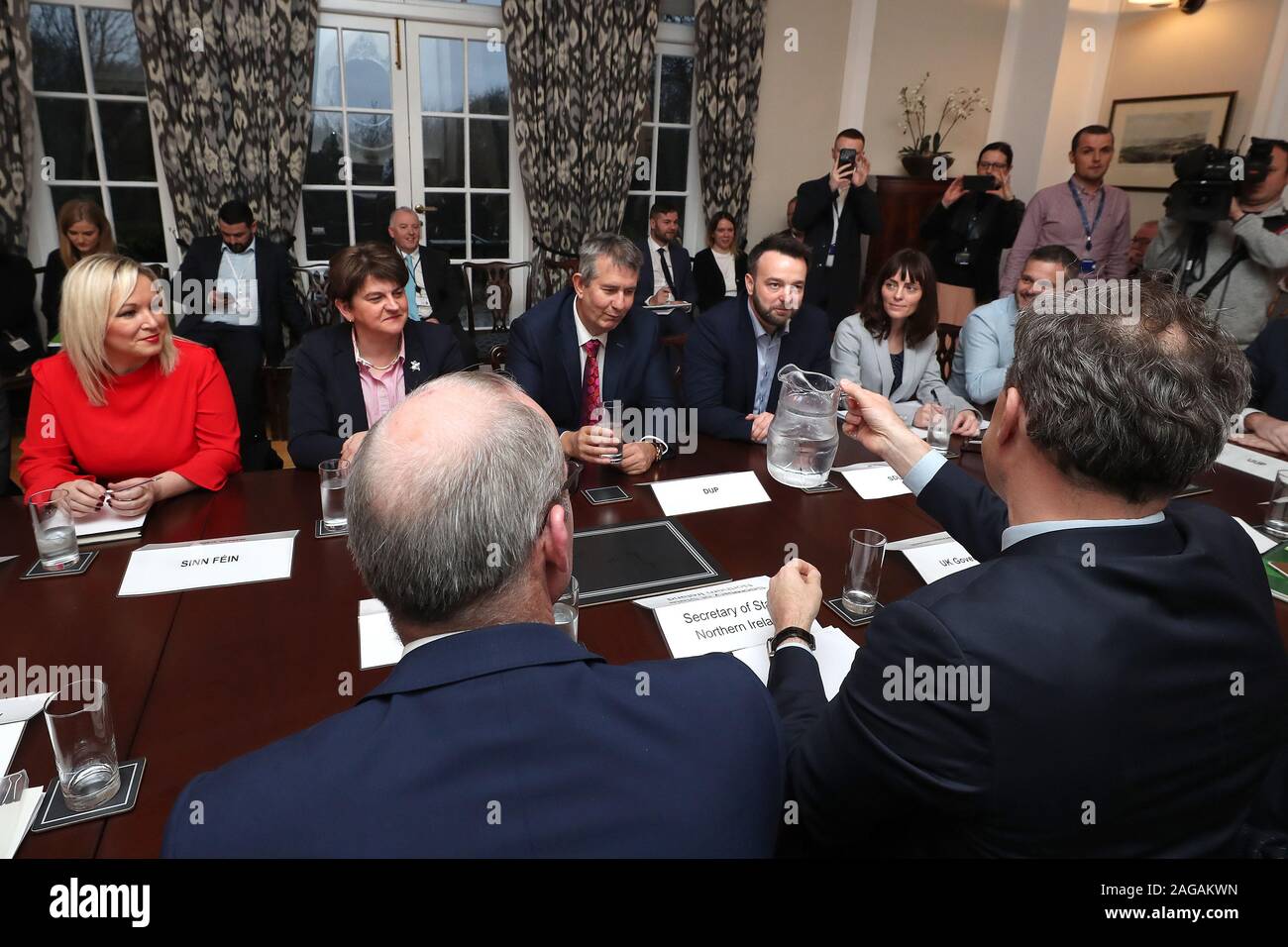 A rountable meeting at Stormont in Belfast with (left to right ...