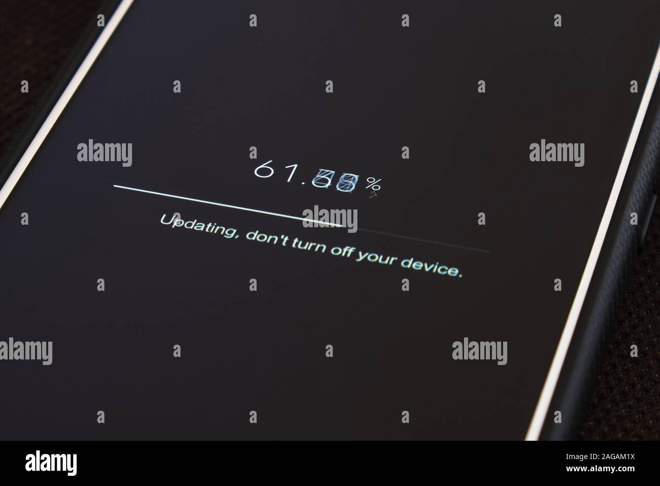 Bucharest, Romania - December 13, 2019: Android phone displaying update ...