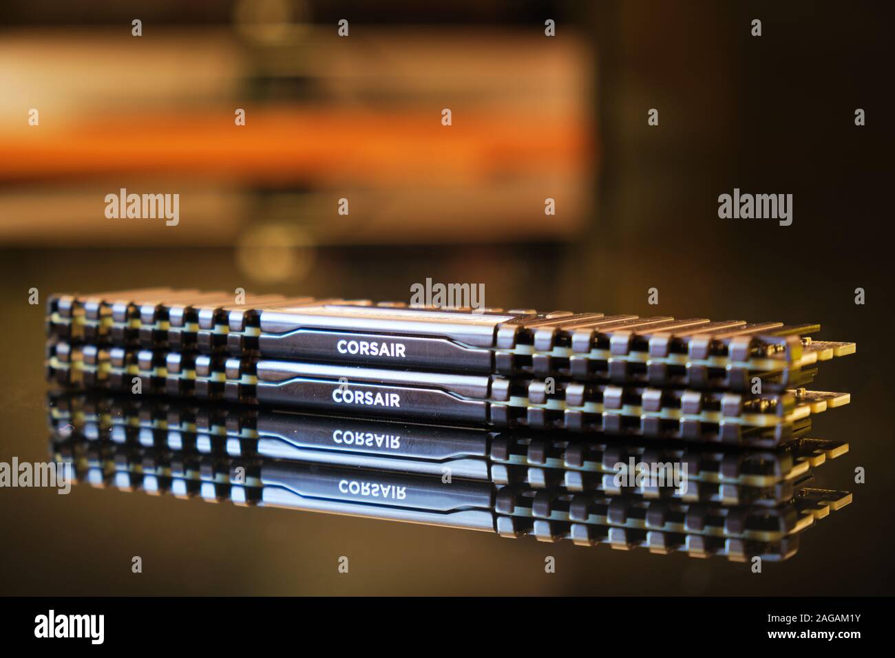 Bucharest, Romania - December 13, 2019: 32 GB Corsair DDR4 dual kit RAM ...