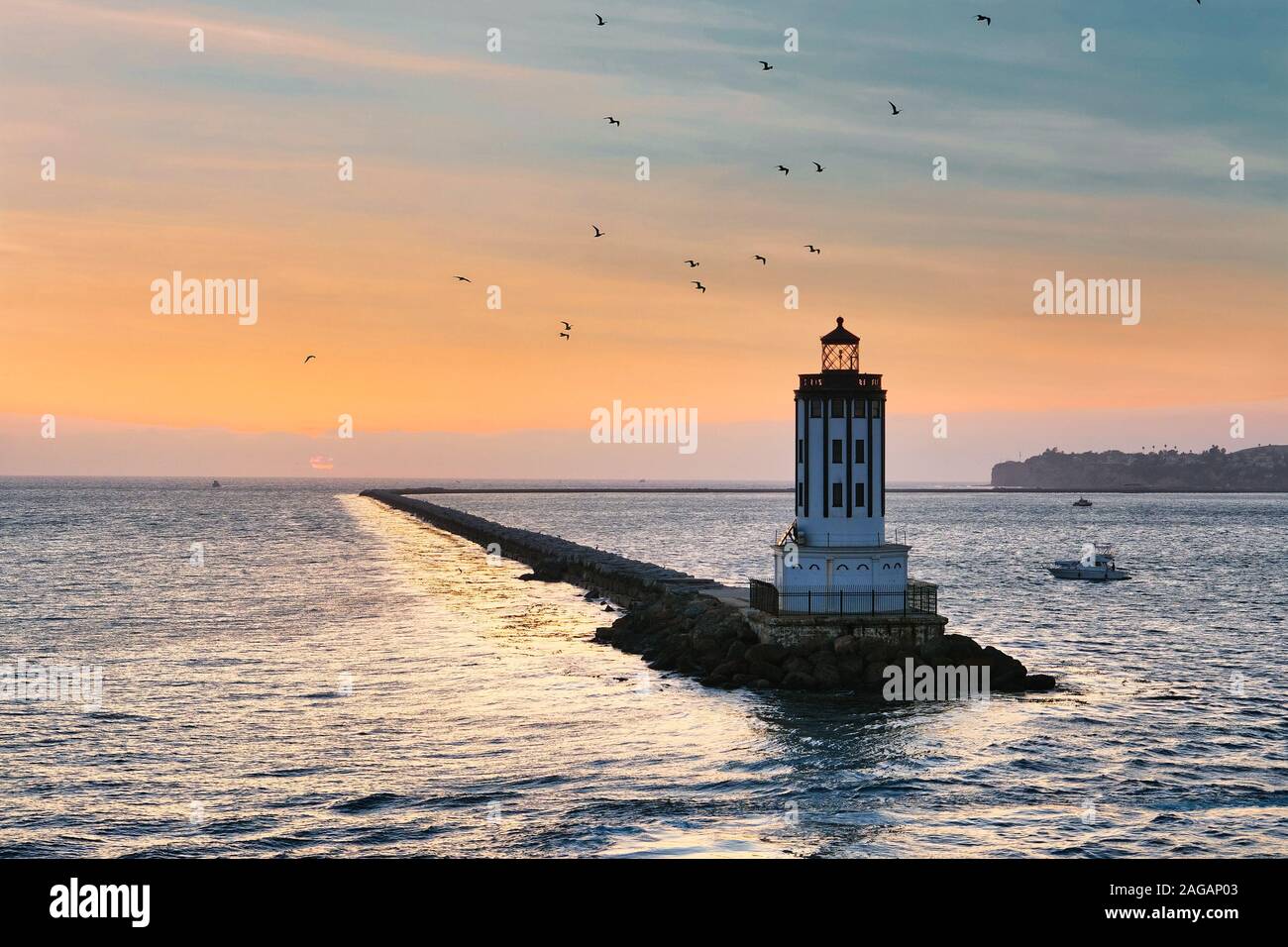 Los Angeles LIghthouse at Dusk Stock Photo - Alamy