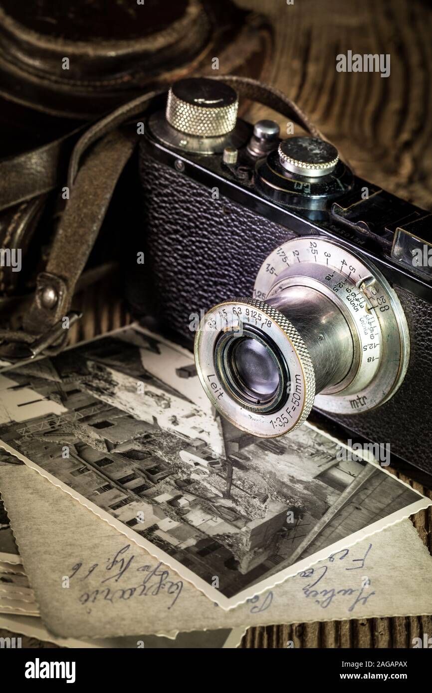 vintage composition with old camera Stock Photo - Alamy
