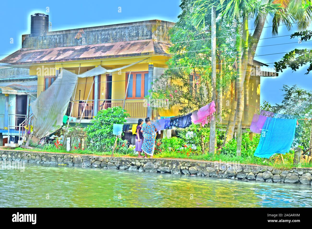 HDR Painting House in Backwaters Stock Photo - Alamy