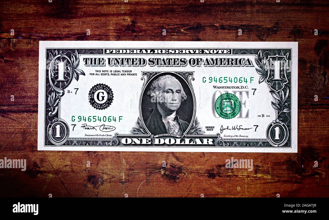 United States One Dollar Bill Features The First U S President 1789