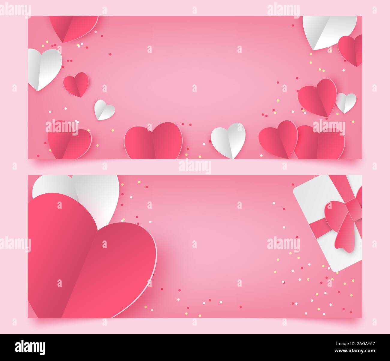 Illustration of love banner in paper cut style. Digital craft paper art ...