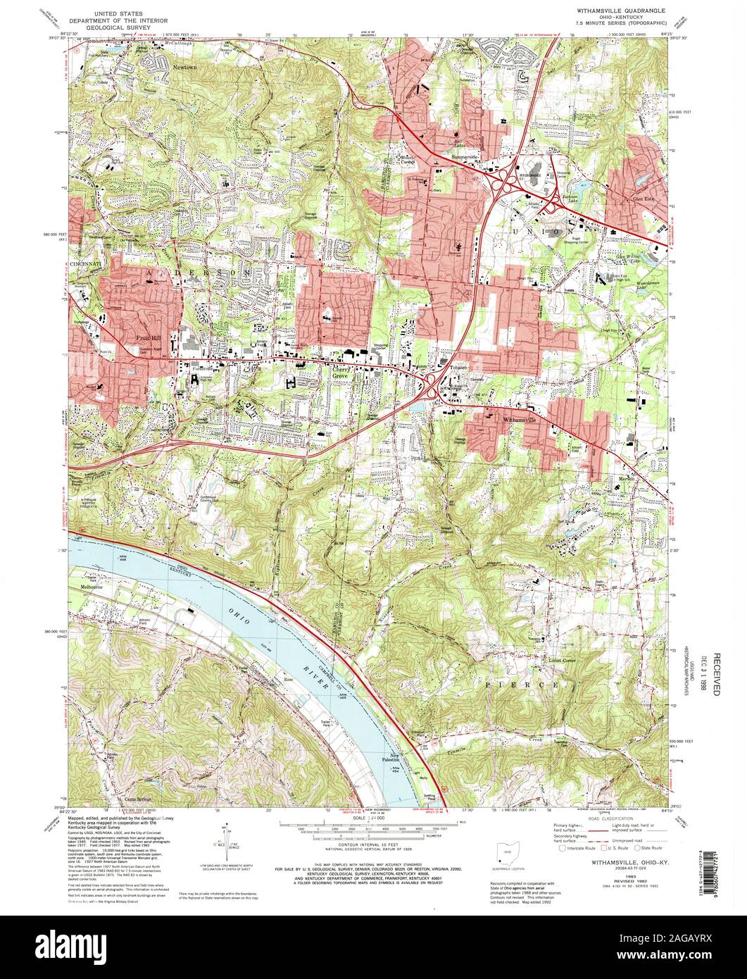 USGS TOPO Map Ohio OH Withamsville 228328 1983 24000 Restoration Stock ...