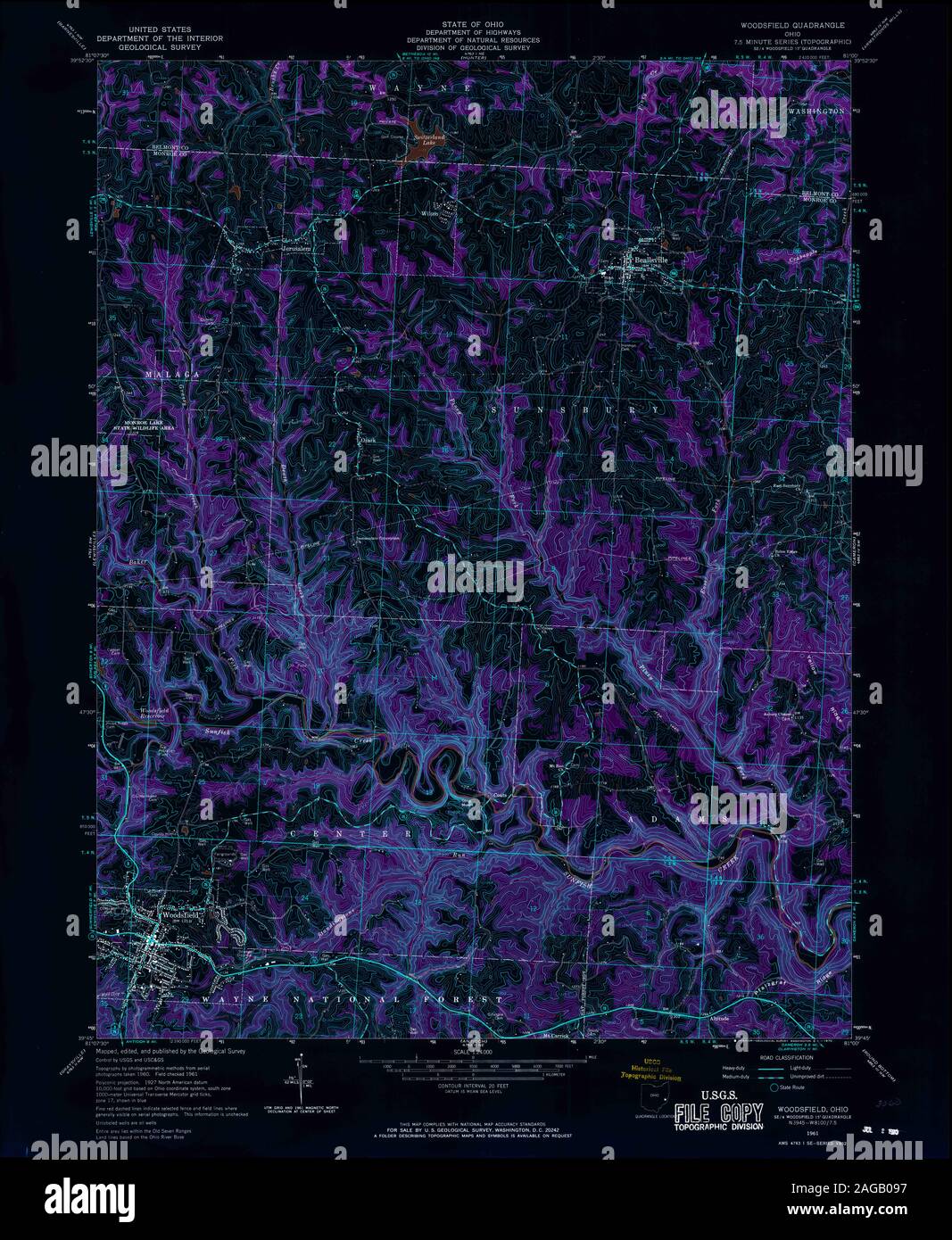 Woodsfield map hi-res stock photography and images - Alamy