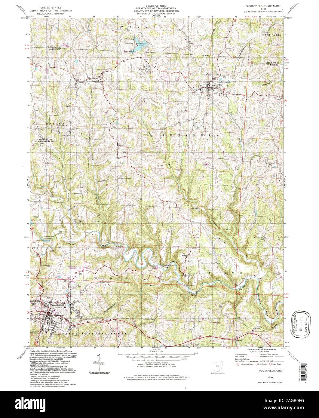 Map of woodsfield ohio hi-res stock photography and images - Alamy