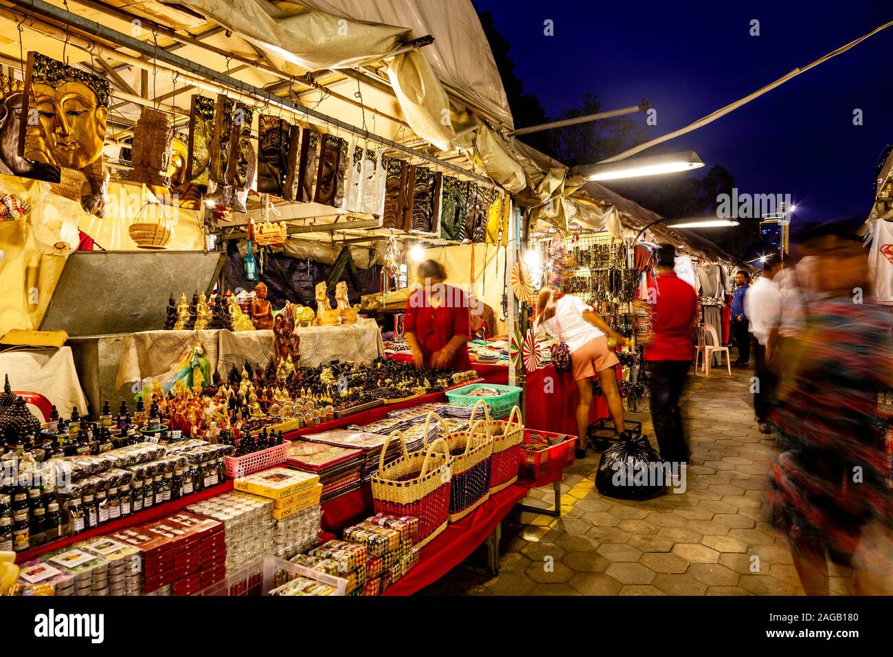 A Souvenir Shop In The Night Market, Phnom Penh, Cambodia Stock Photo ...