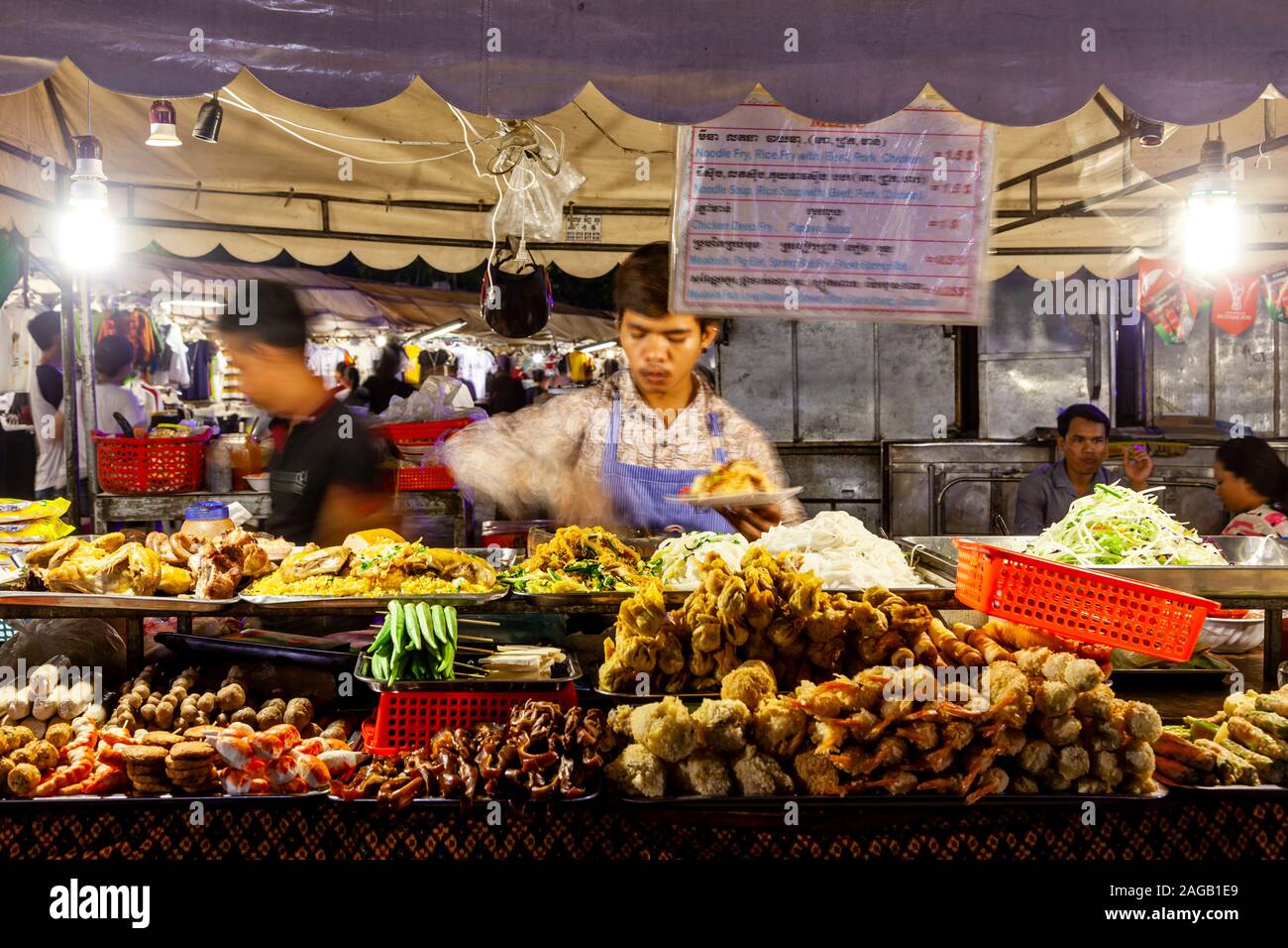A Street Food Stall At The Phnom Penh Night Market, Phnom Penh ...