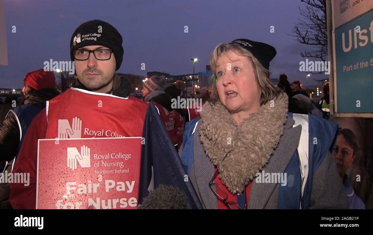 Nurses on the picket line at the Ulster Hospital in Dundonald, on the ...