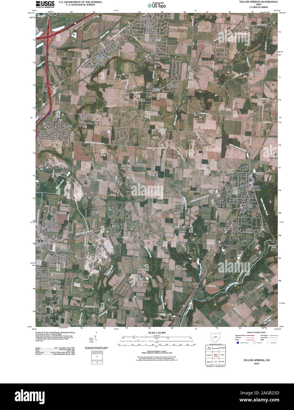 USGS TOPO Map Ohio OH Yellow Springs 20100722 TM Restoration Stock ...