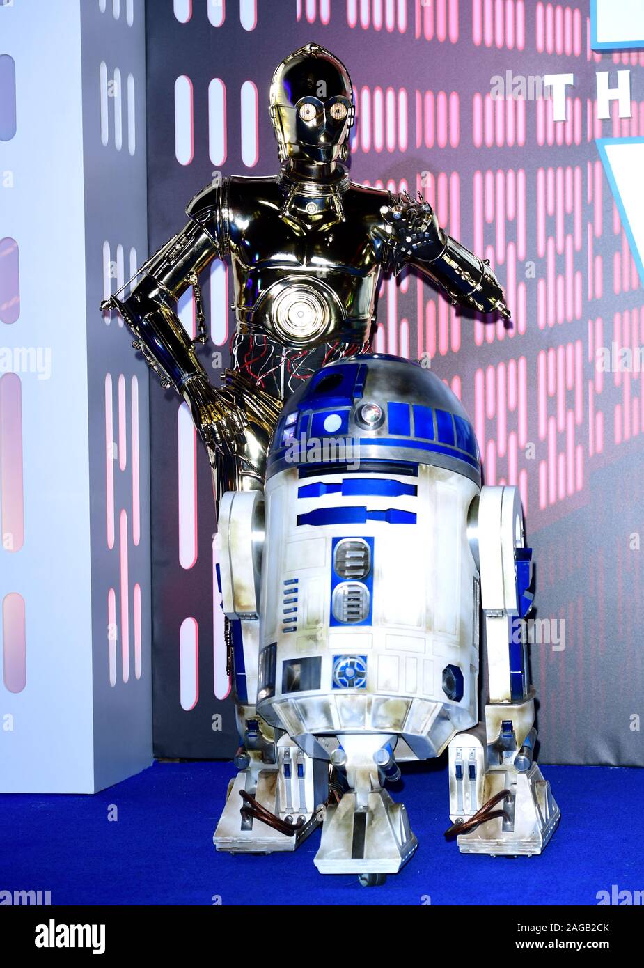 Star Wars characters C-3PO and R2-D2 attending the Star Wars: The Rise ...