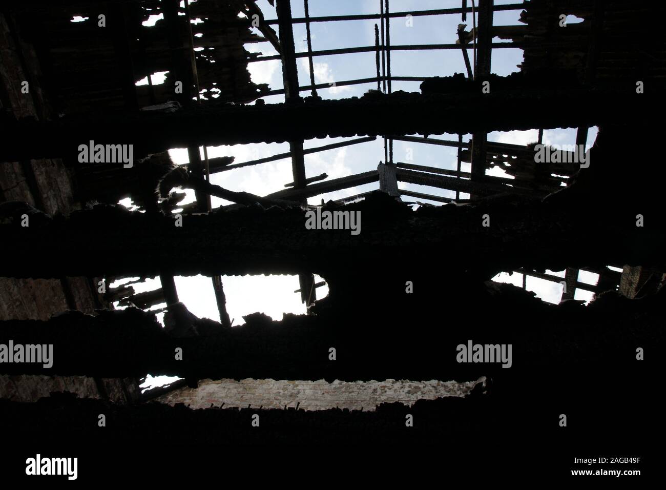 Damaged roof structure hi-res stock photography and images - Alamy