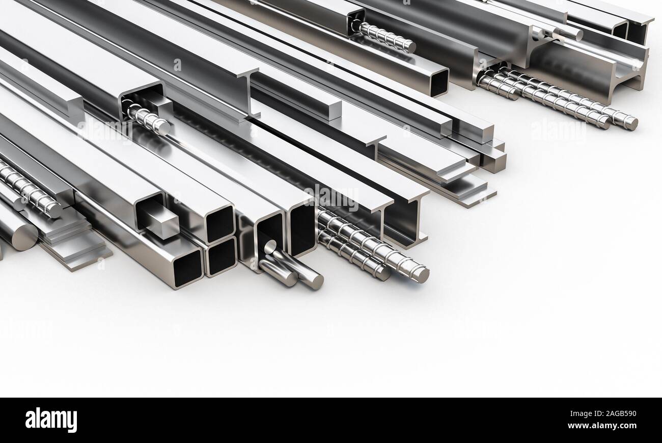 metal profiles of different sizes and shapes. manufacturing and heavy ...