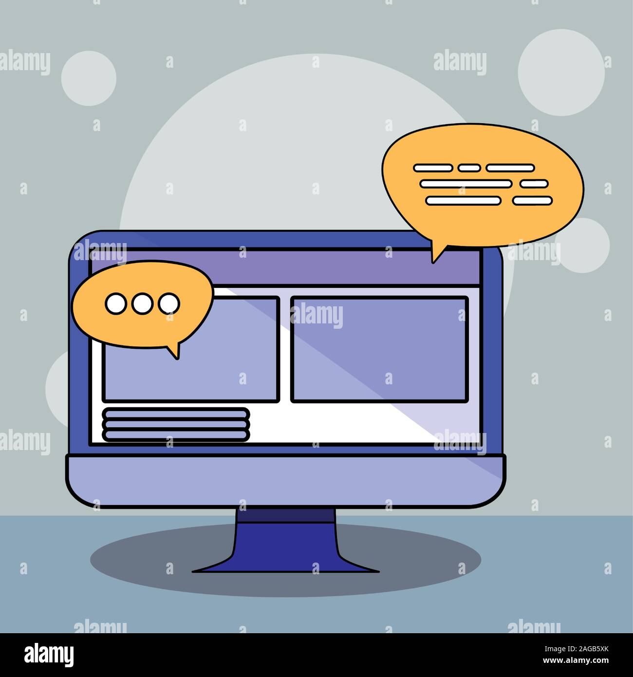 Computer and bubbles design, Digital technology communication social ...