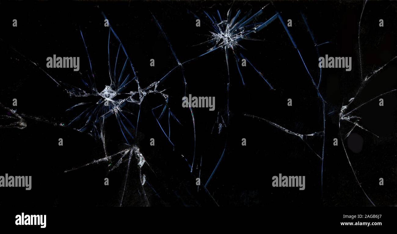 Broken Glass Pane. Smashed Blue Glass Phone Stock Photo - Alamy