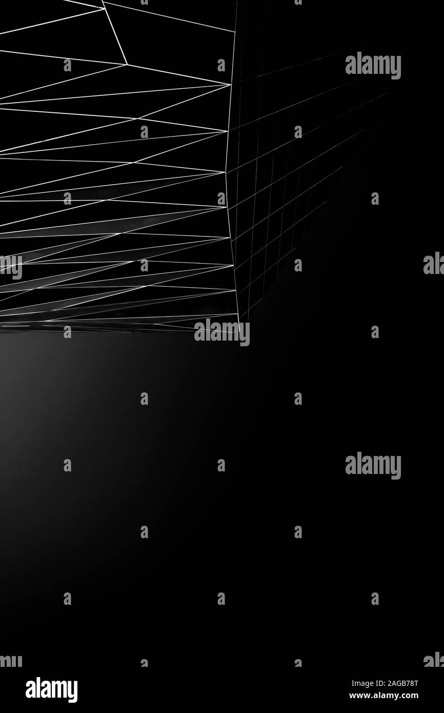 Vertical illustration of a geometrical black structure on a black ...