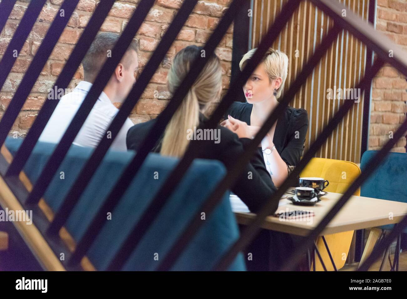 Multiracial business people working connected with technological ...