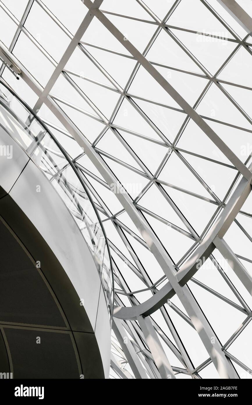 Vertical shot of the interior of a white geometrical building Stock ...