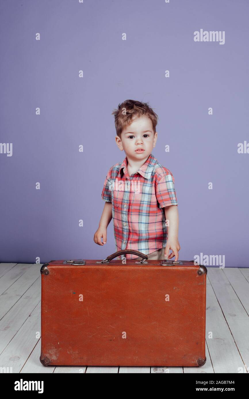 little boy going on a journey with suitcase Stock Photo - Alamy