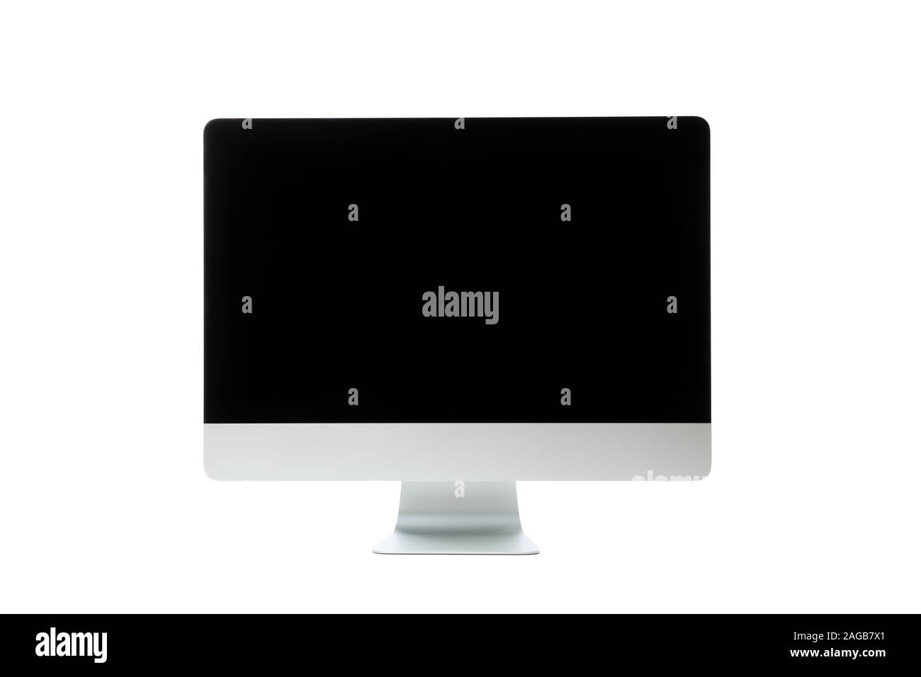 Metal computer isolated on white background. Black empty screen Stock ...