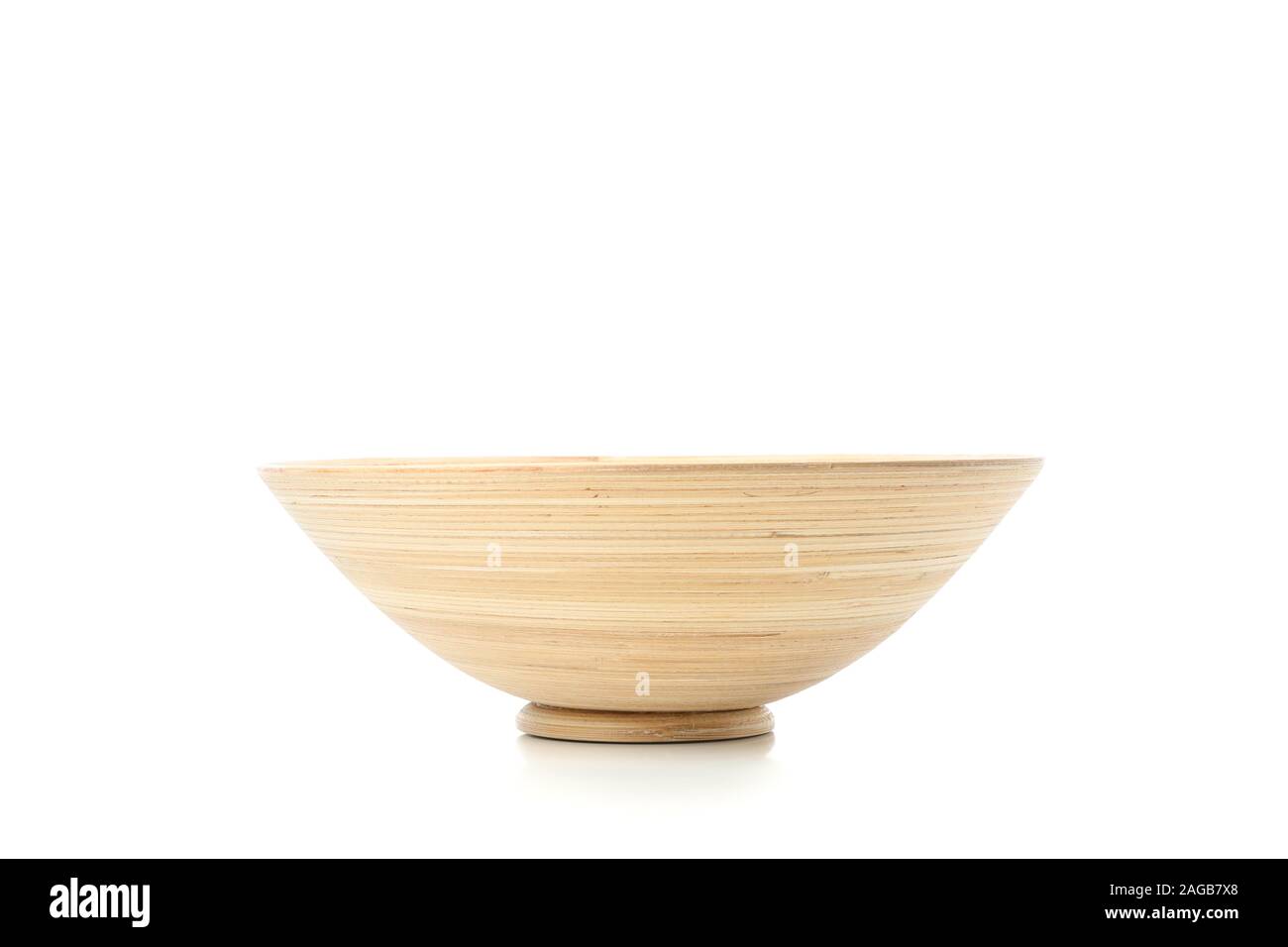 Big empty wooden bowl isolated on white background Stock Photo - Alamy