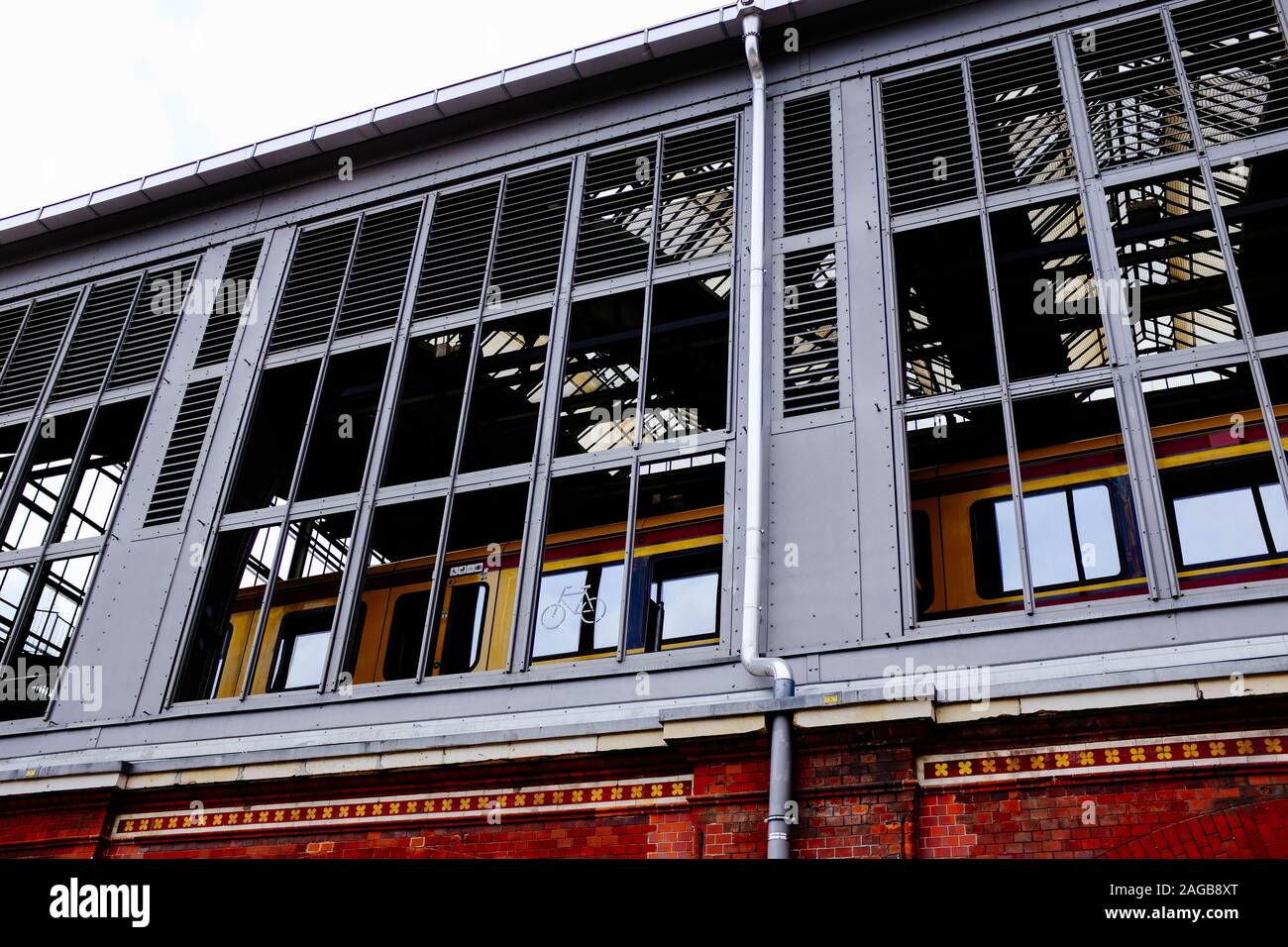 Low angle shot of a glass window on a building in the middle of the ...