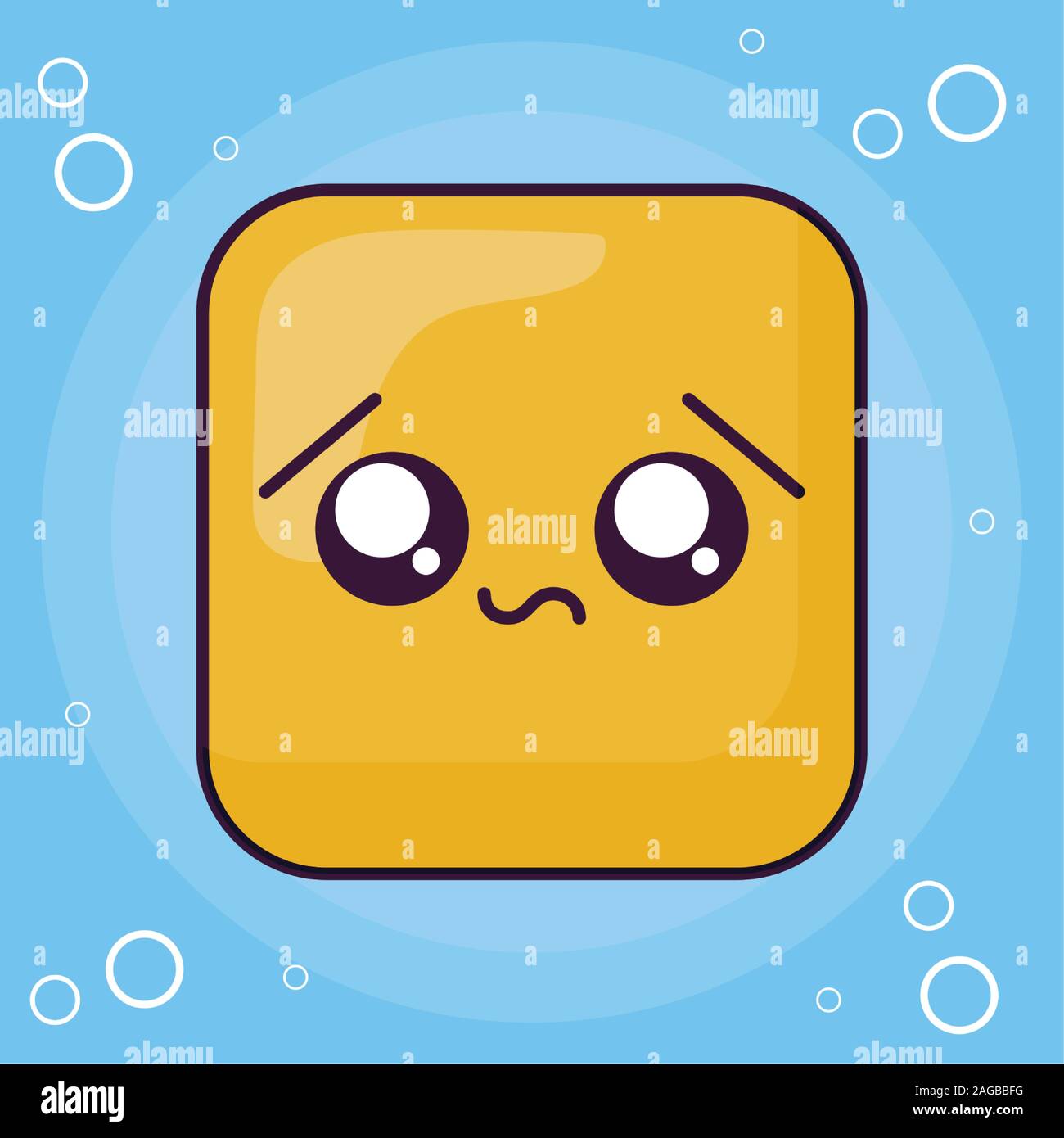 sad square cartoon design, Kawaii expression cute character funny and ...