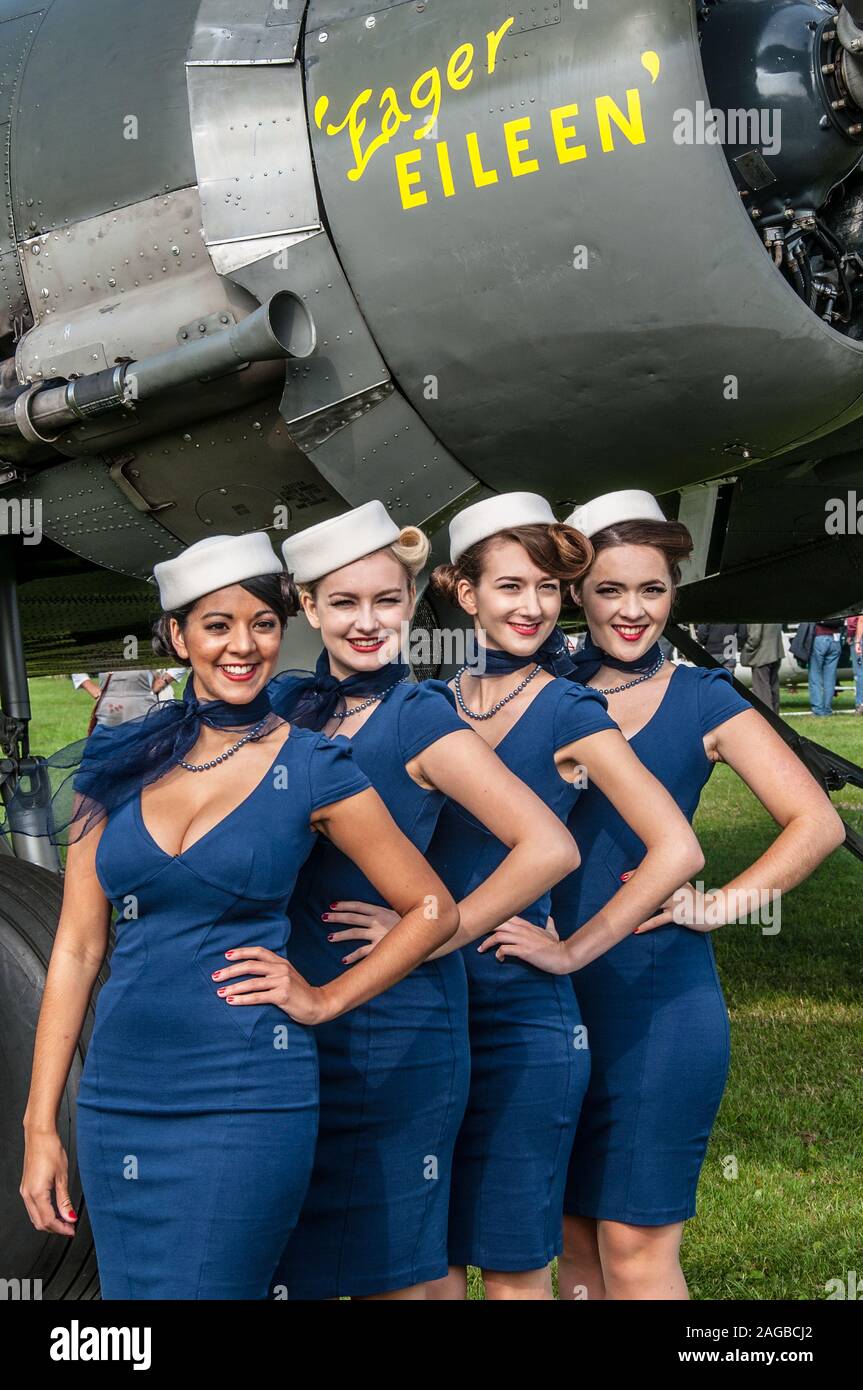 Period air hostess style costumes at the Goodwood Revival 2014 using ...