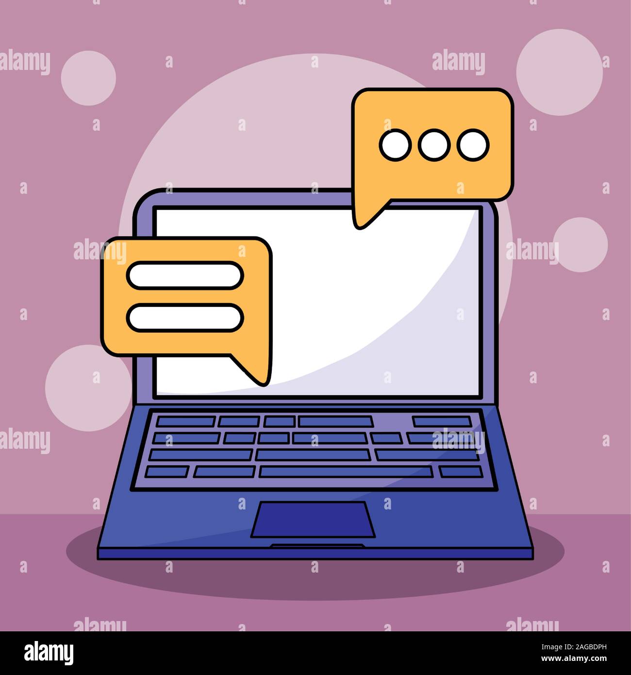 Laptop and bubbles design, Digital technology communication social ...