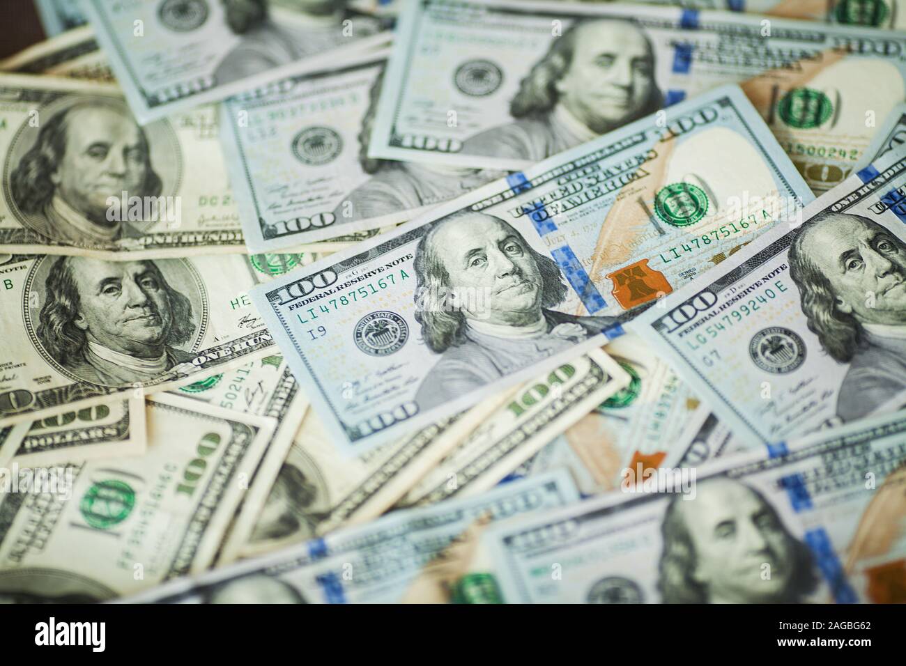 American money background texture bills of 100 american dollars Stock ...