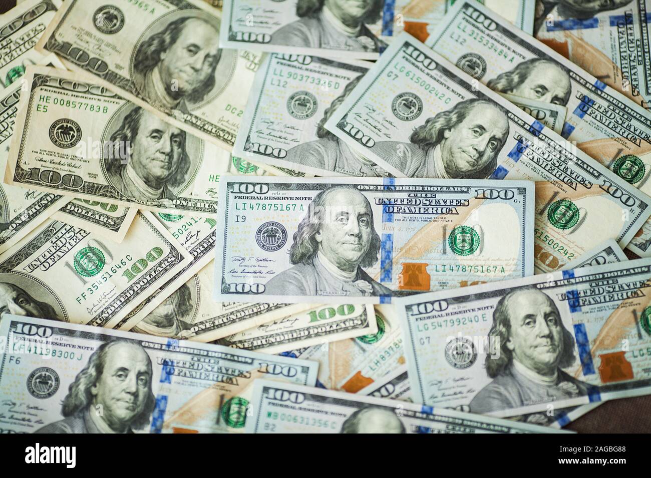 American money background texture bills of 100 american dollars Stock ...