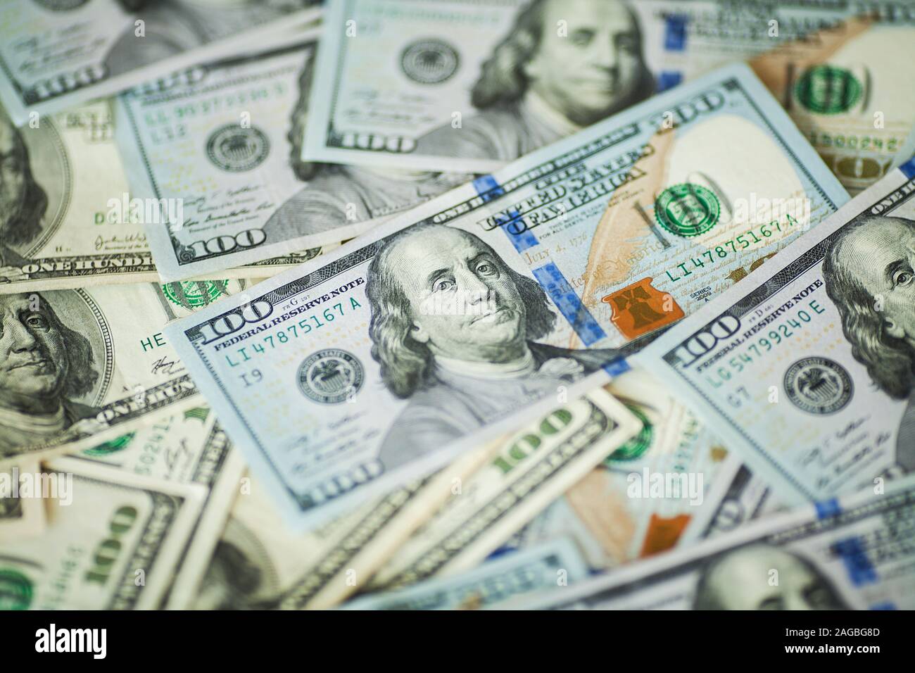 American money background texture bills of 100 american dollars Stock ...