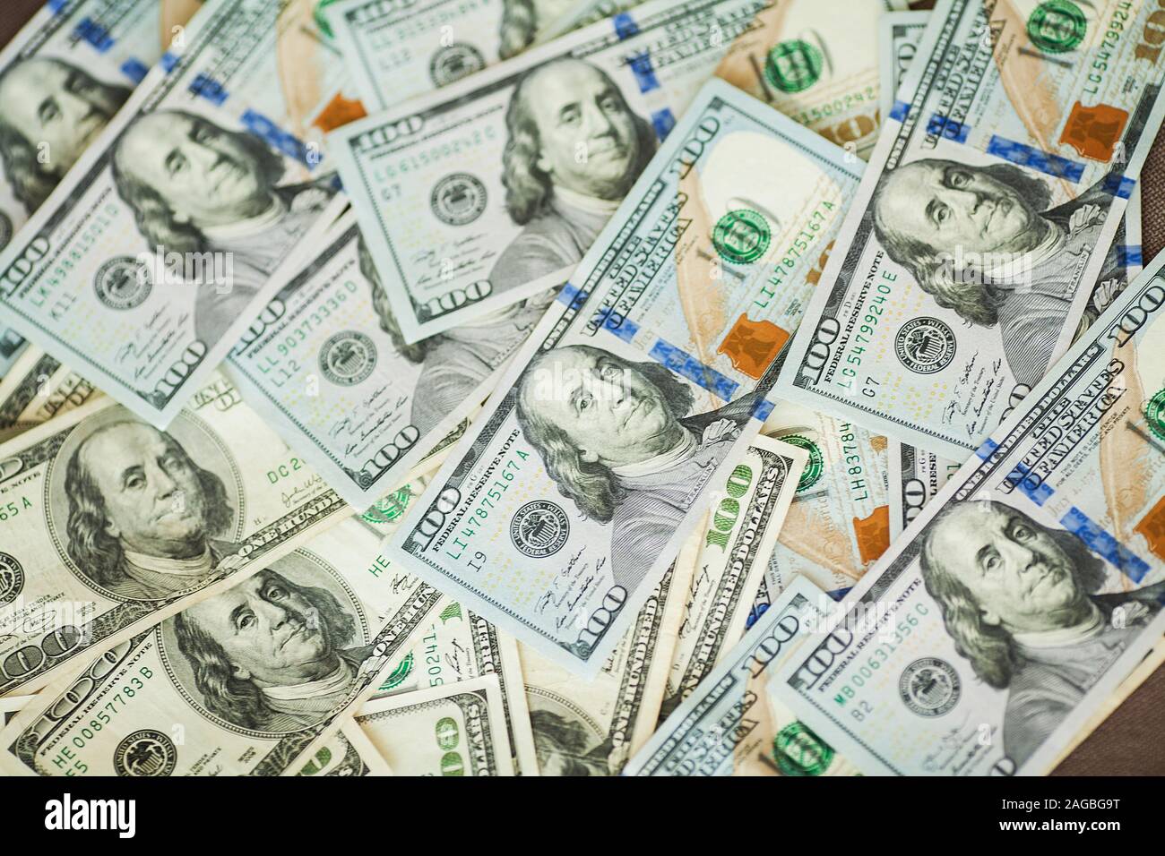 American money background texture bills of 100 american dollars Stock ...