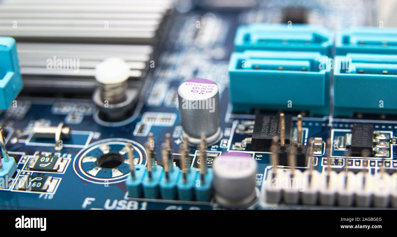 Modern printed circuit board, electronic circuit board, textolite ...
