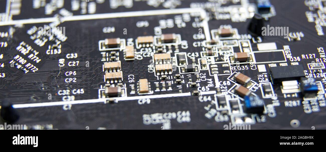 Modern printed circuit board, electronic circuit board, textolite ...