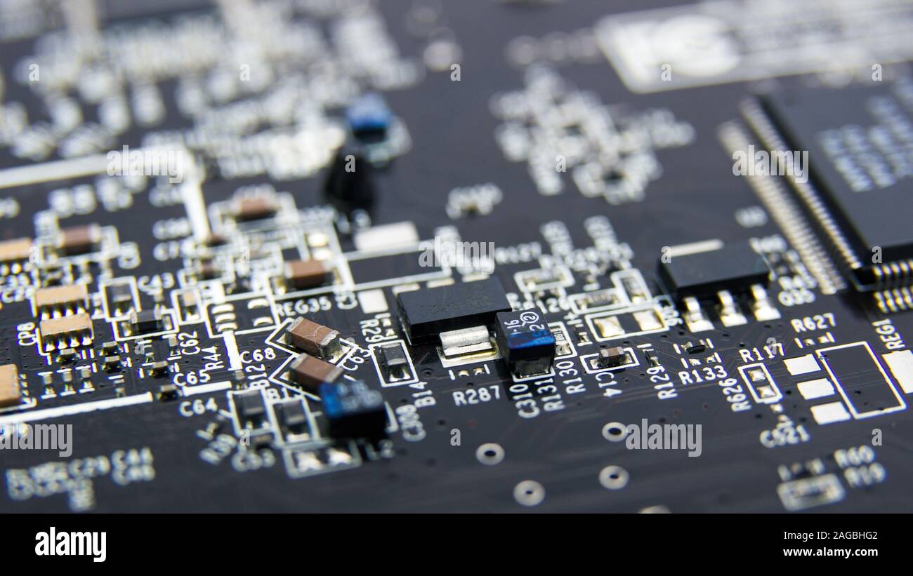 Modern printed circuit board, electronic circuit board, textolite ...