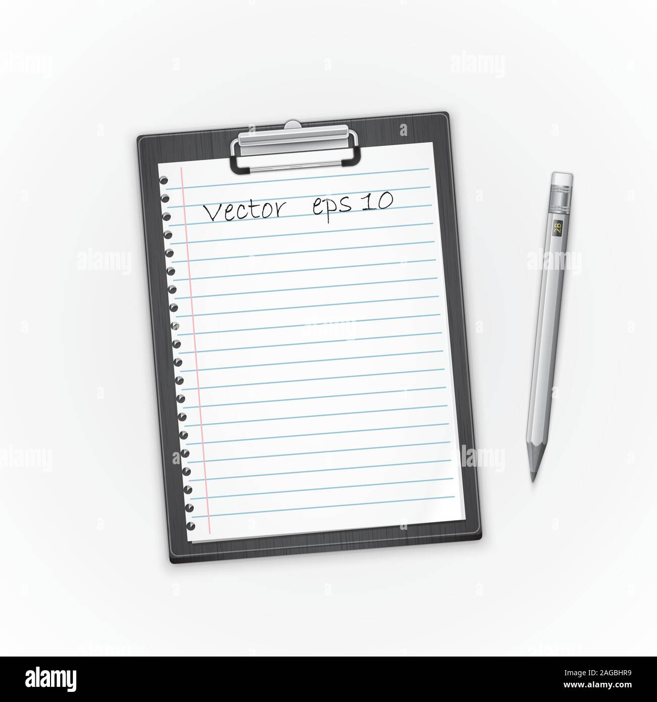 Detailed black clipboard with paper and pencil. Vector illustration ...