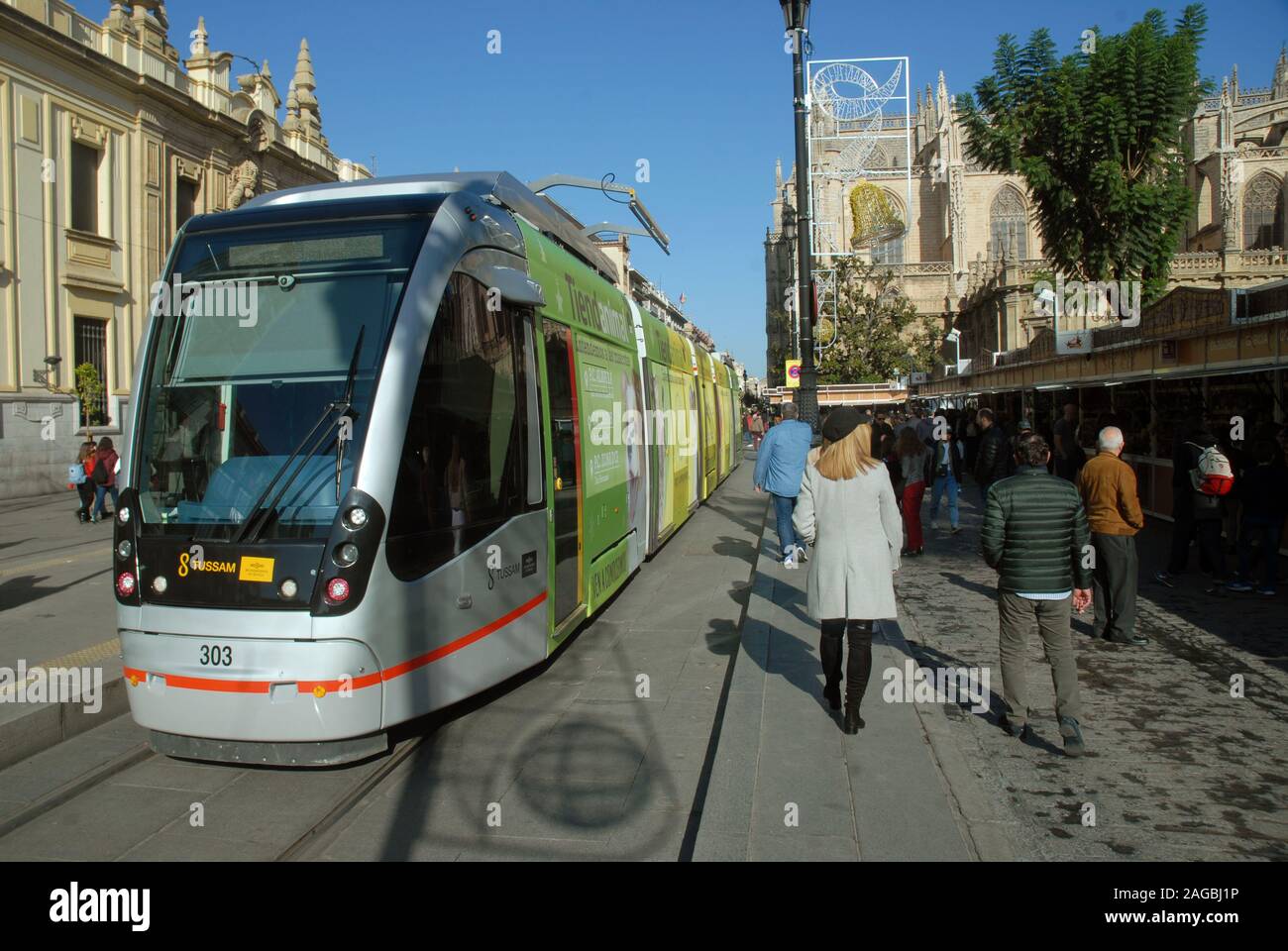 Electric MetroCentro tram, Seville, Andalusia, Spain Stock Photo - Alamy