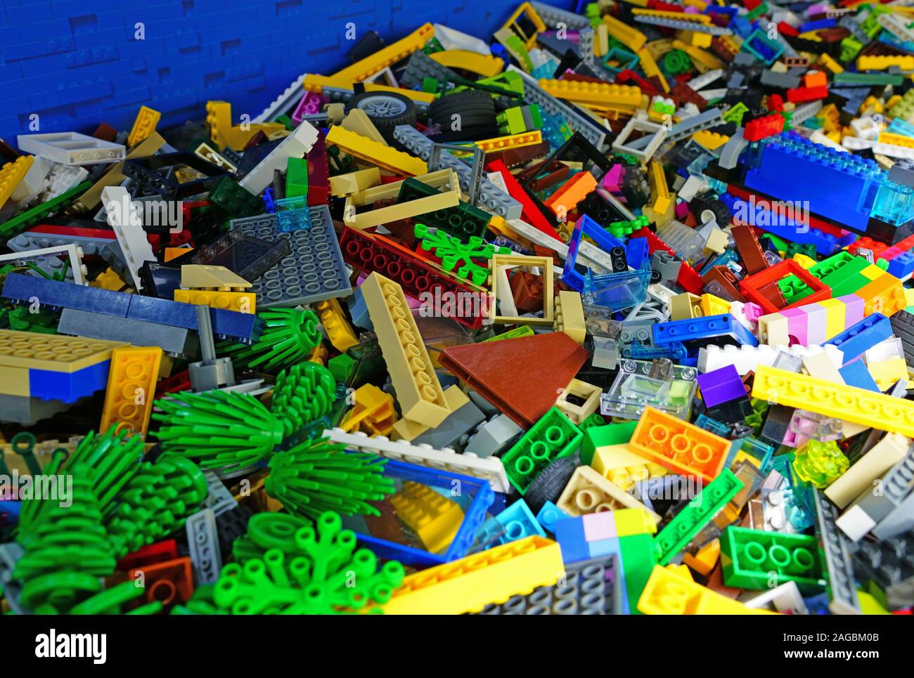 MELBOURNE, AUSTRALIA -16 JUL 2019- View of colorful LEGO bricks and ...