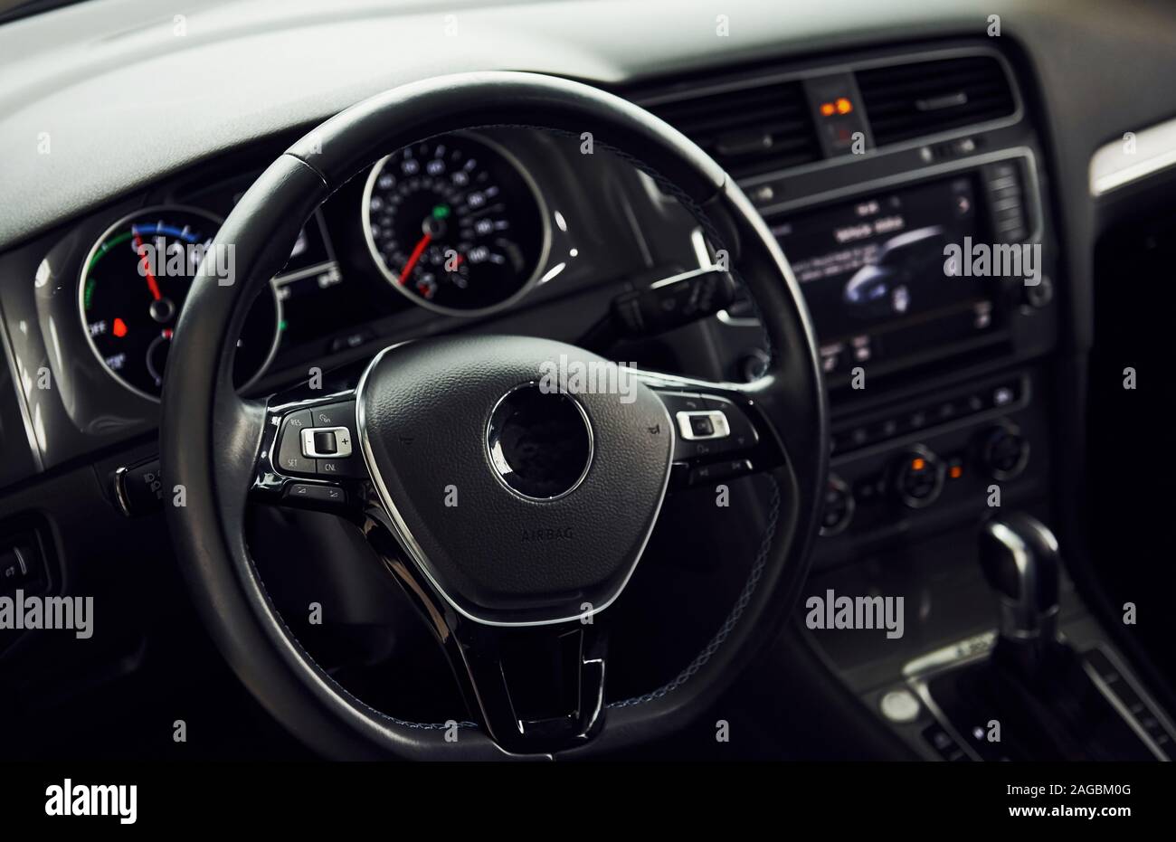 Detailed view of modern car's interior. Luxury and quality automobile ...