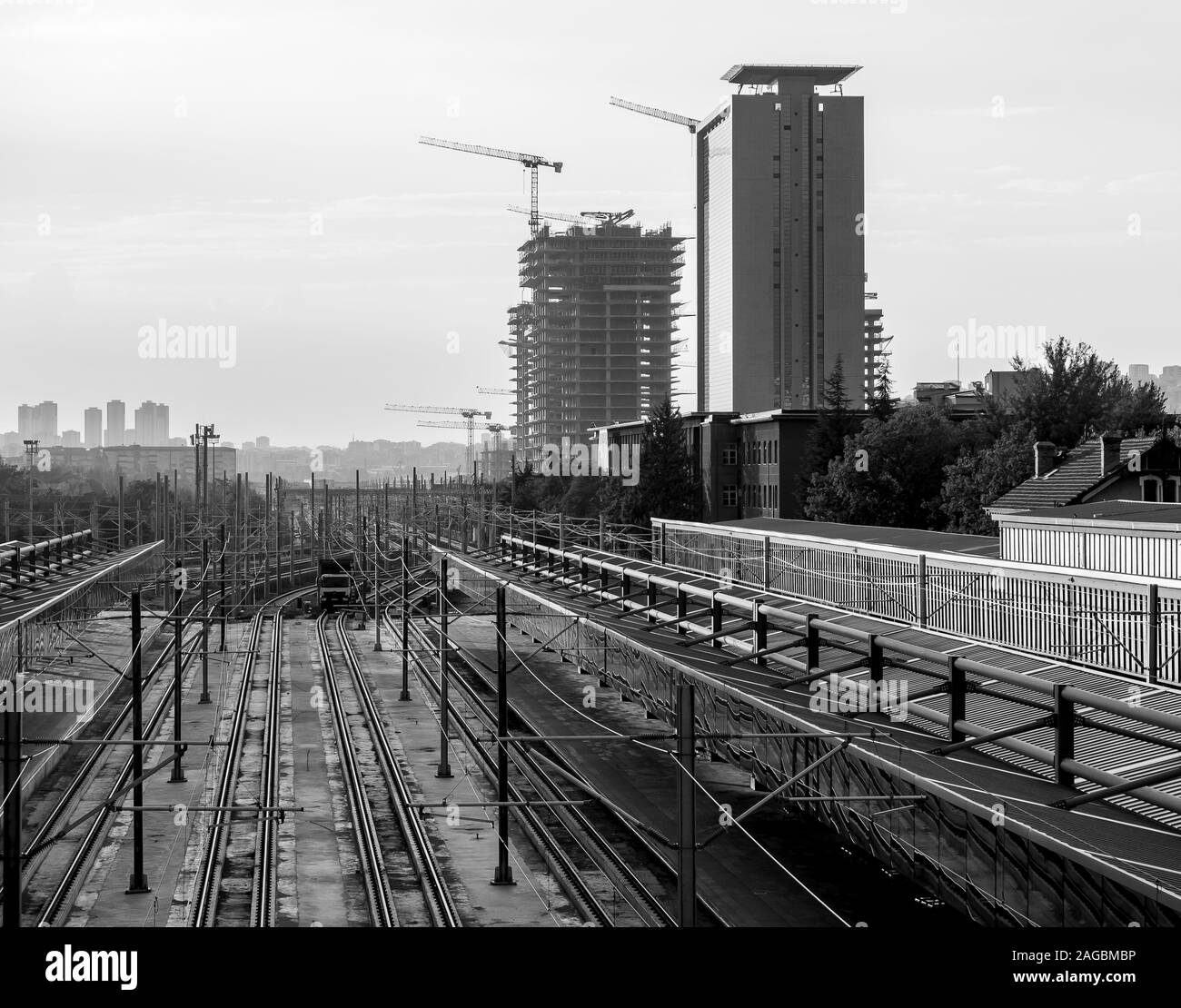 train station and tower block at city view Stock Photo - Alamy