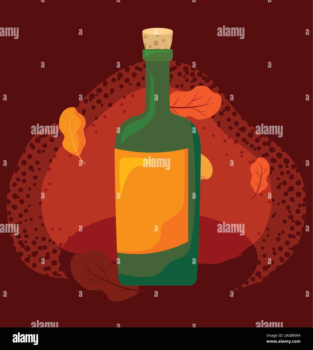 Wine bottle design, Autumn season nature ornament garden decoration and ...