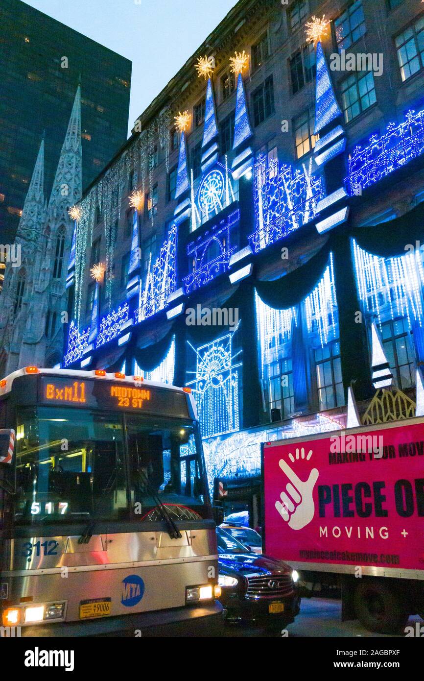 Saks Fifth Avenue's Holiday Light and Sound Display, NYC, USA Stock ...