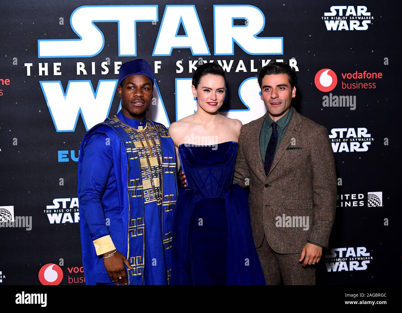 John Boyega, Daisy Ridley and Oscar Isaac (right) attending the Star Wars: The Rise of Skywalker ...