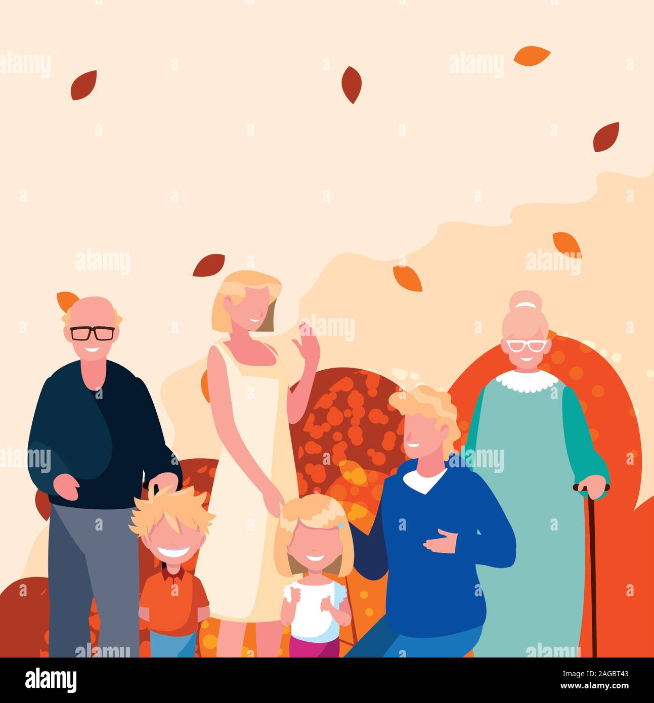 Family and leaves design, Autumn season nature ornament garden ...