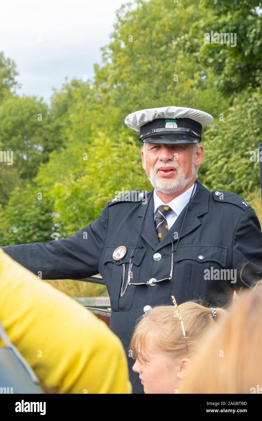 tram trolleybus conductor at the The National Tramway Museum Crich ...