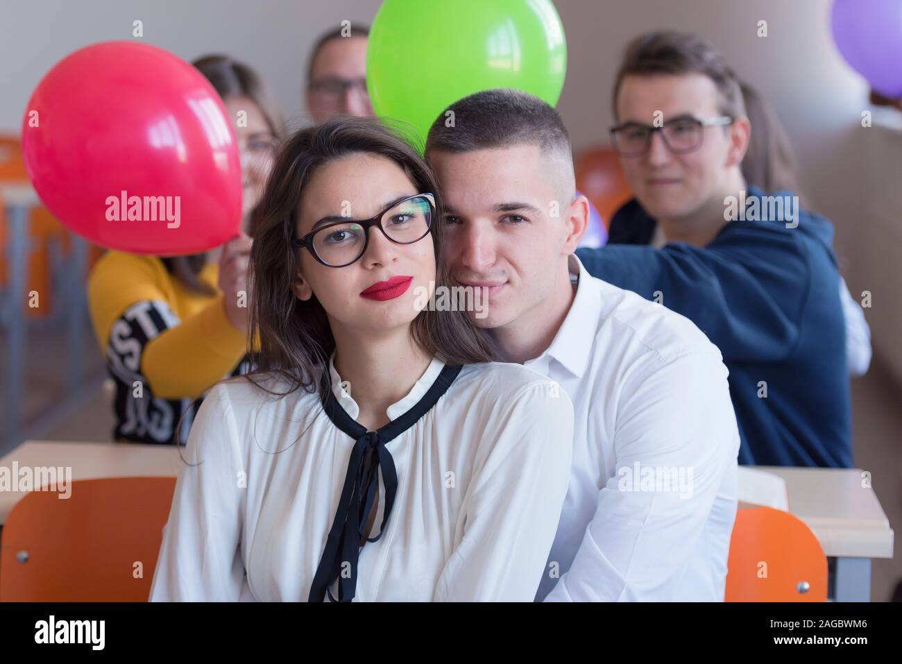 Campus life, students Love. Couple of students with a books. Education ...